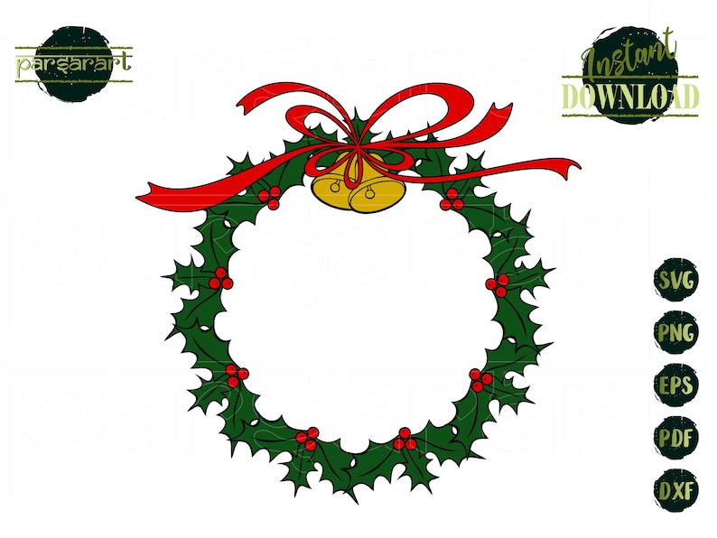 Christmas Winter Wreath SVG Holly Wreath SVG Christmas Frame Border ...