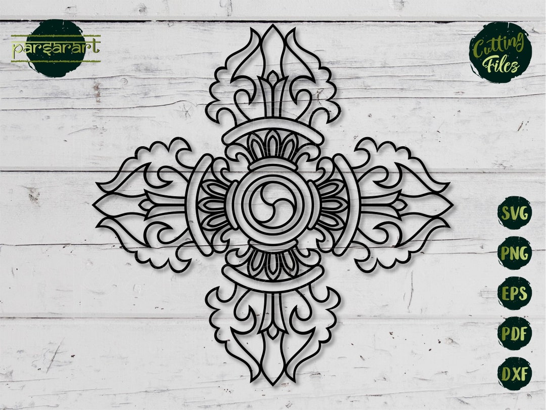 Vajra Pendant SVG, Buddhist Symbol SVG Tibetian Clipart Yoga SVG Dorje ...