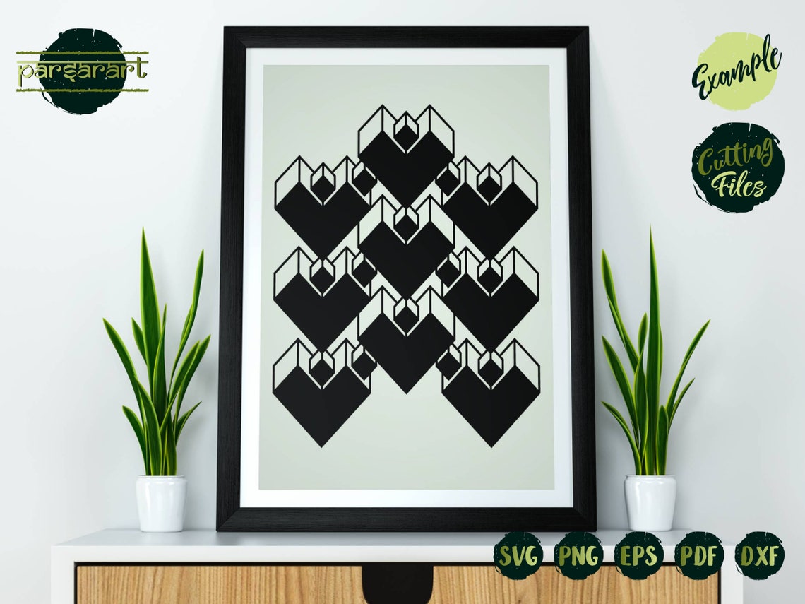 Cubes SVG Geometry SVG Optical Illusion SVG Heart Cubes - Etsy