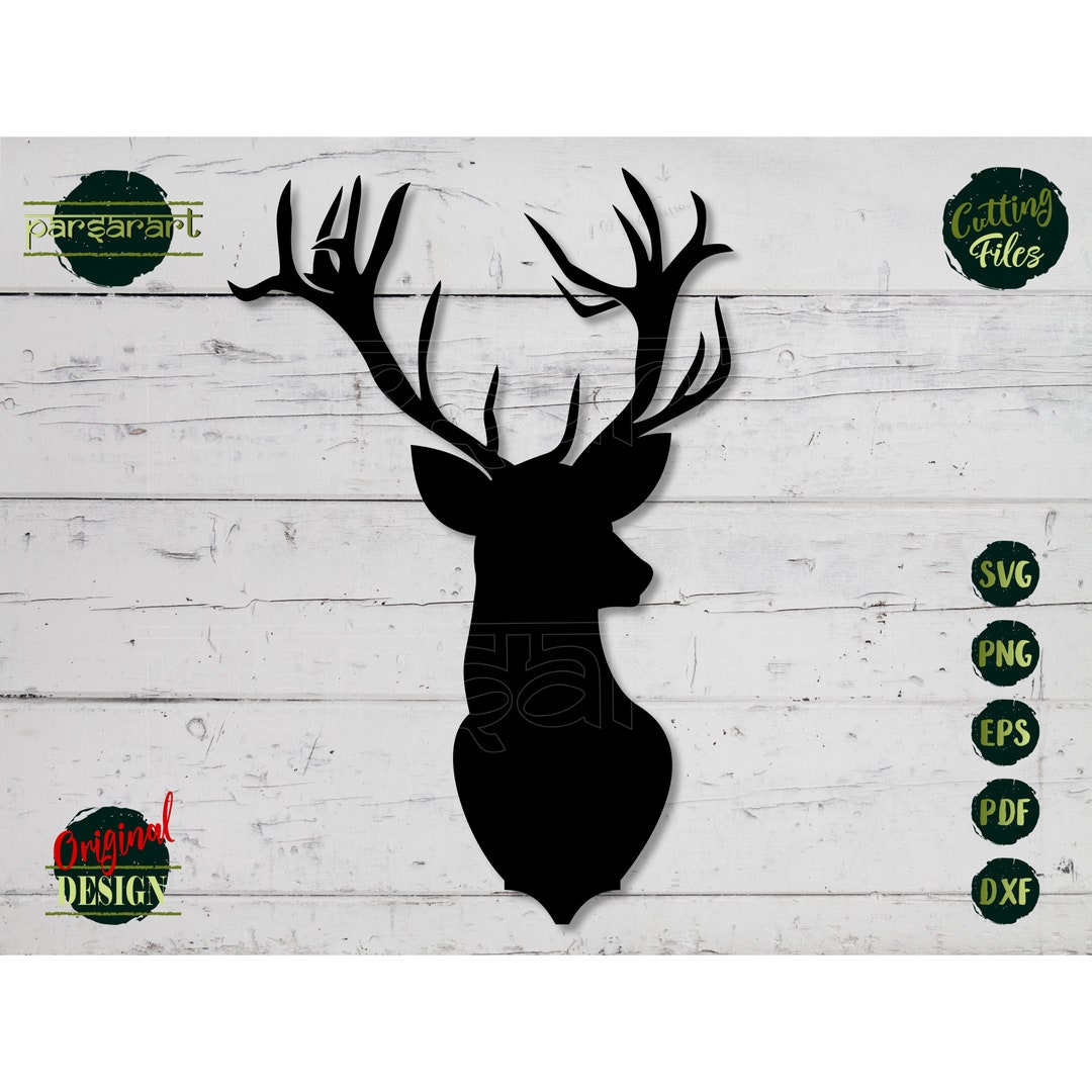 Stag Silhouette SVG, Christmas SVG, Deer Head SVG Stag Head Vector ...