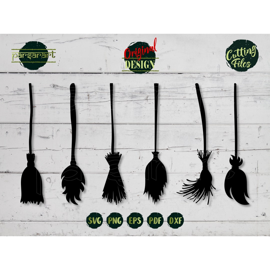Witch Brooms SVG Bundle, Halloween SVG Broomstick Clipart Witchcraft ...