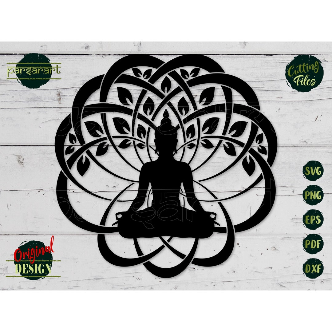 Buddha Bodhi Tree SVG, Sitting Buddha Clipart Yoga SVG Bodhisattva ...