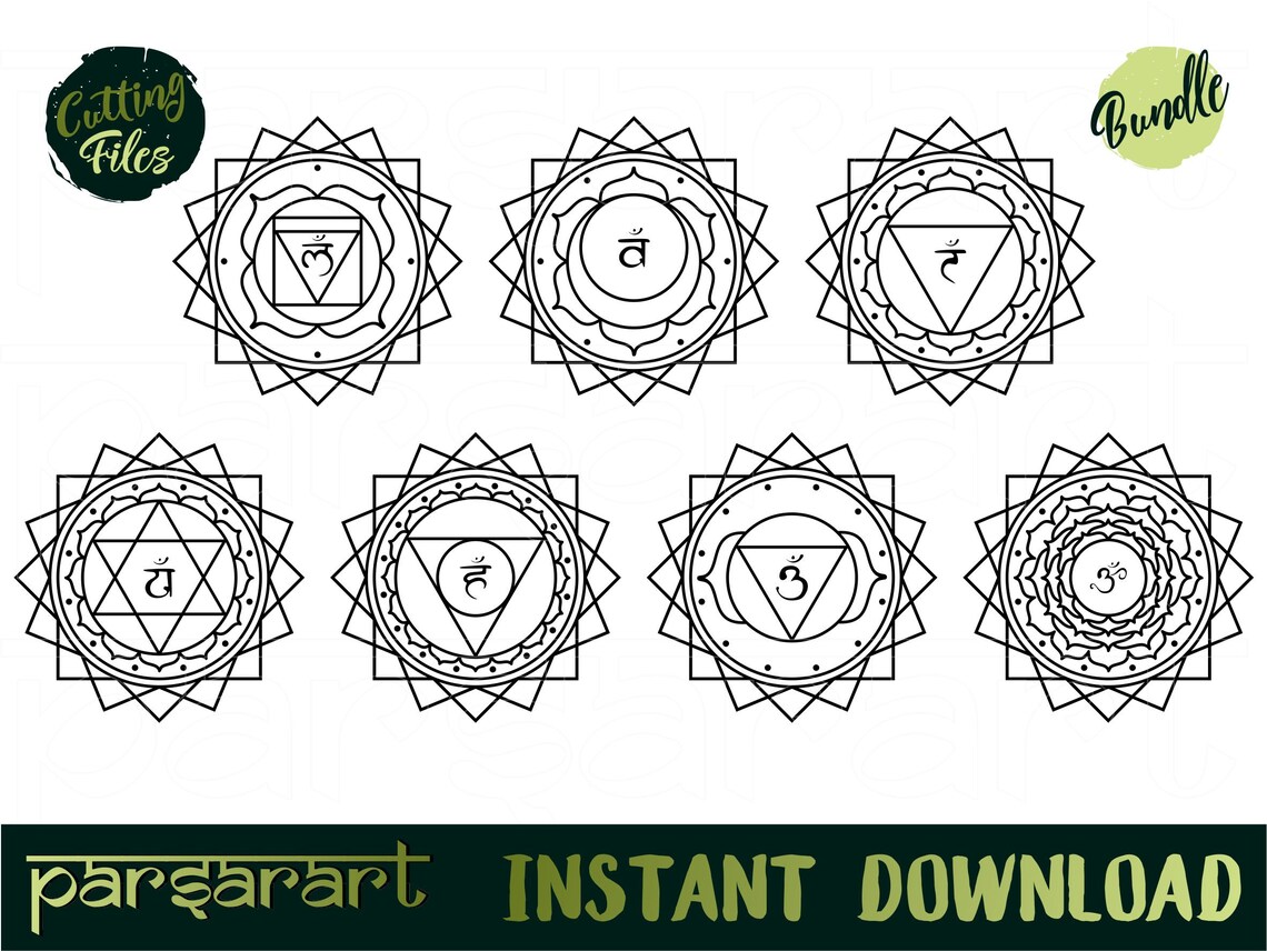 7 Chakras SVG Chakra Symbols SVG Namaste Clipart Yoga SVG - Etsy
