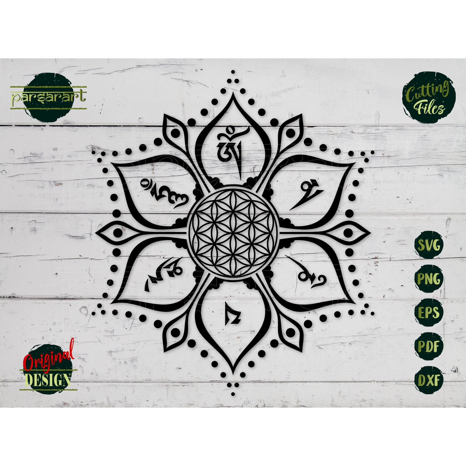 Mantra SVG, Om Mani Mantra SVG Flower of Life Svg Tibetan Clipart Yoga ...