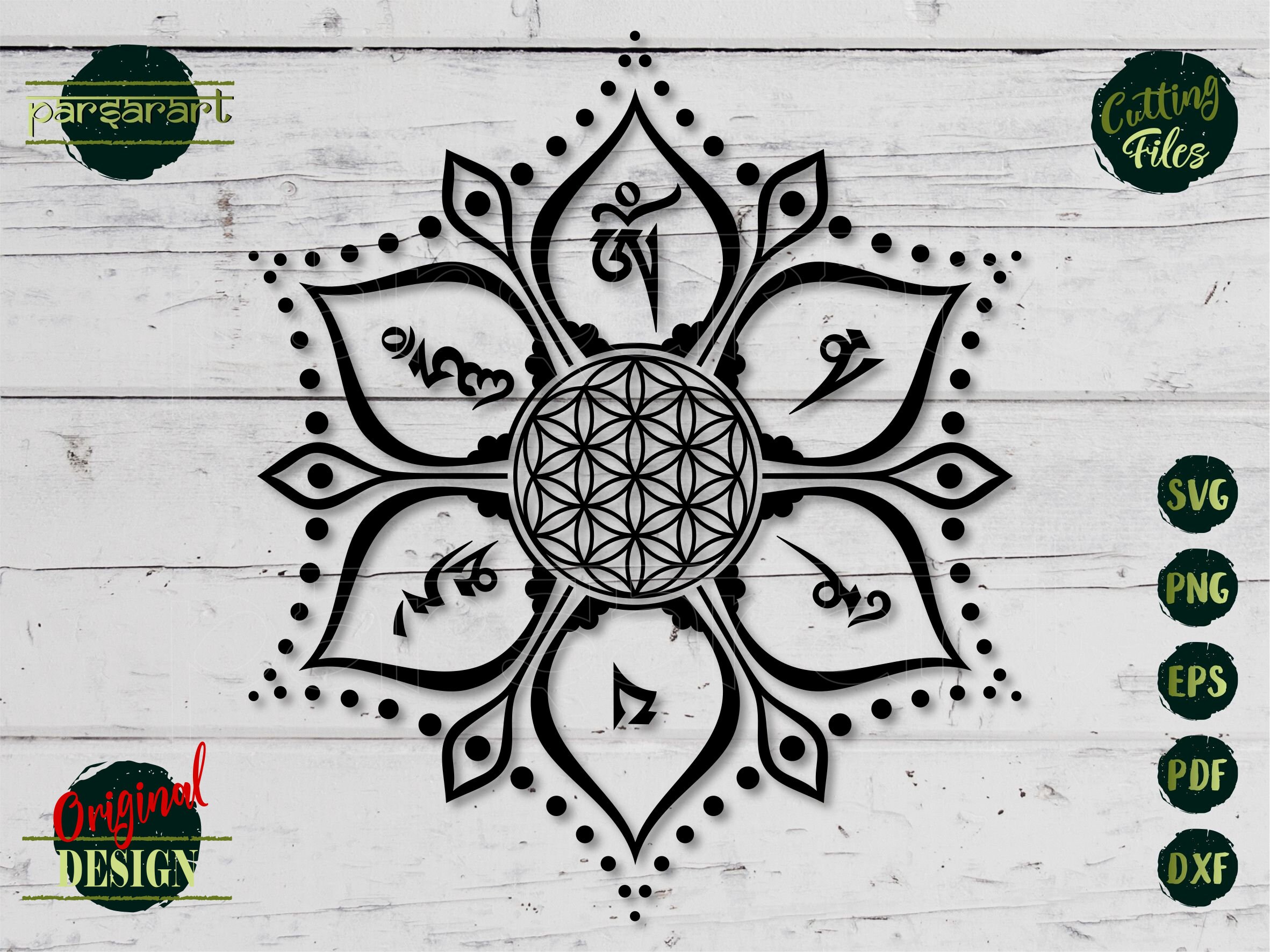 Mantra SVG Om Mani Mantra SVG Flower of Life Svg Tibetan - Etsy