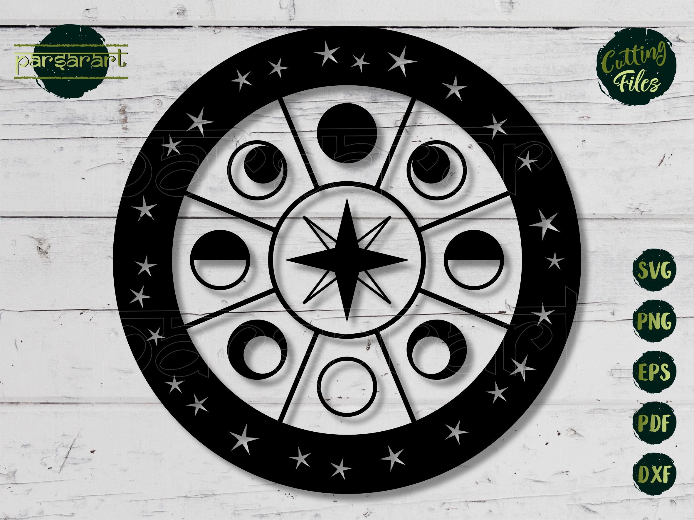 Moon Phases SVG Moon and Stars SVG Moon Clipart Round Lunar - Etsy