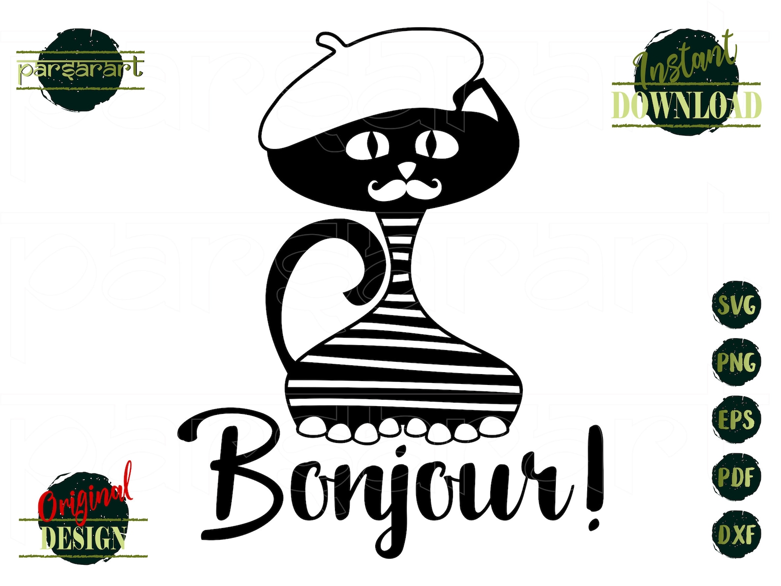 French Cat SVG Cat SVG Bonjour SVG Animal Clipart Kitten - Etsy
