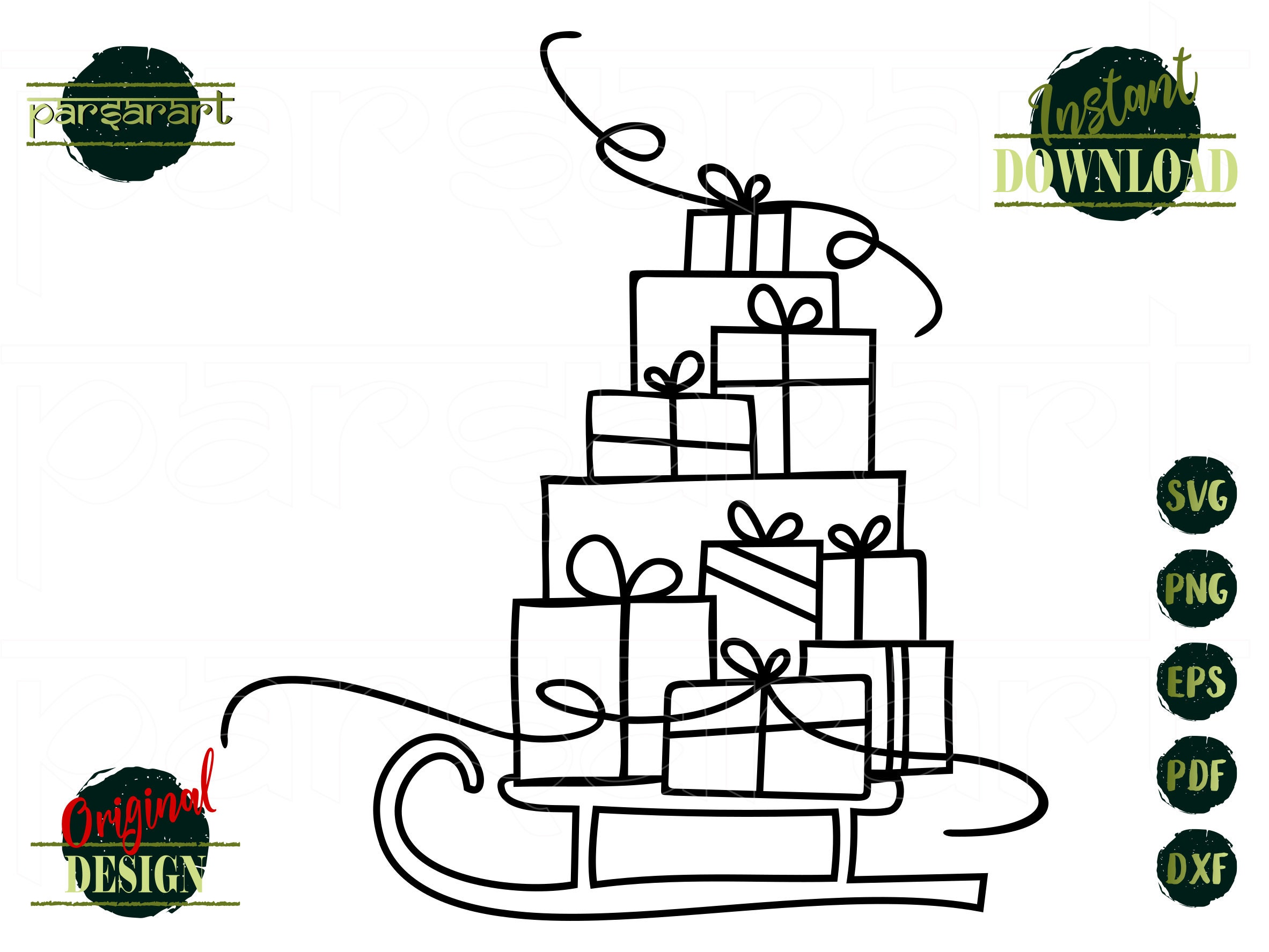 Sled SVG Gift Boxes SVG Sleigh SVG Sledge Winter Clipart - Etsy