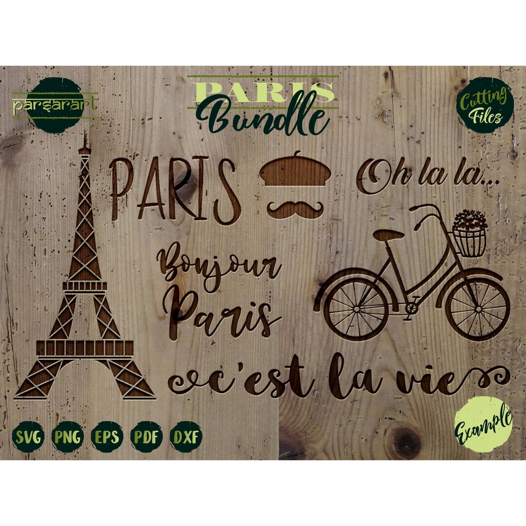 Paris SVG Bundle Bicycle SVG Eiffel Tower SVG Bonjour - Etsy