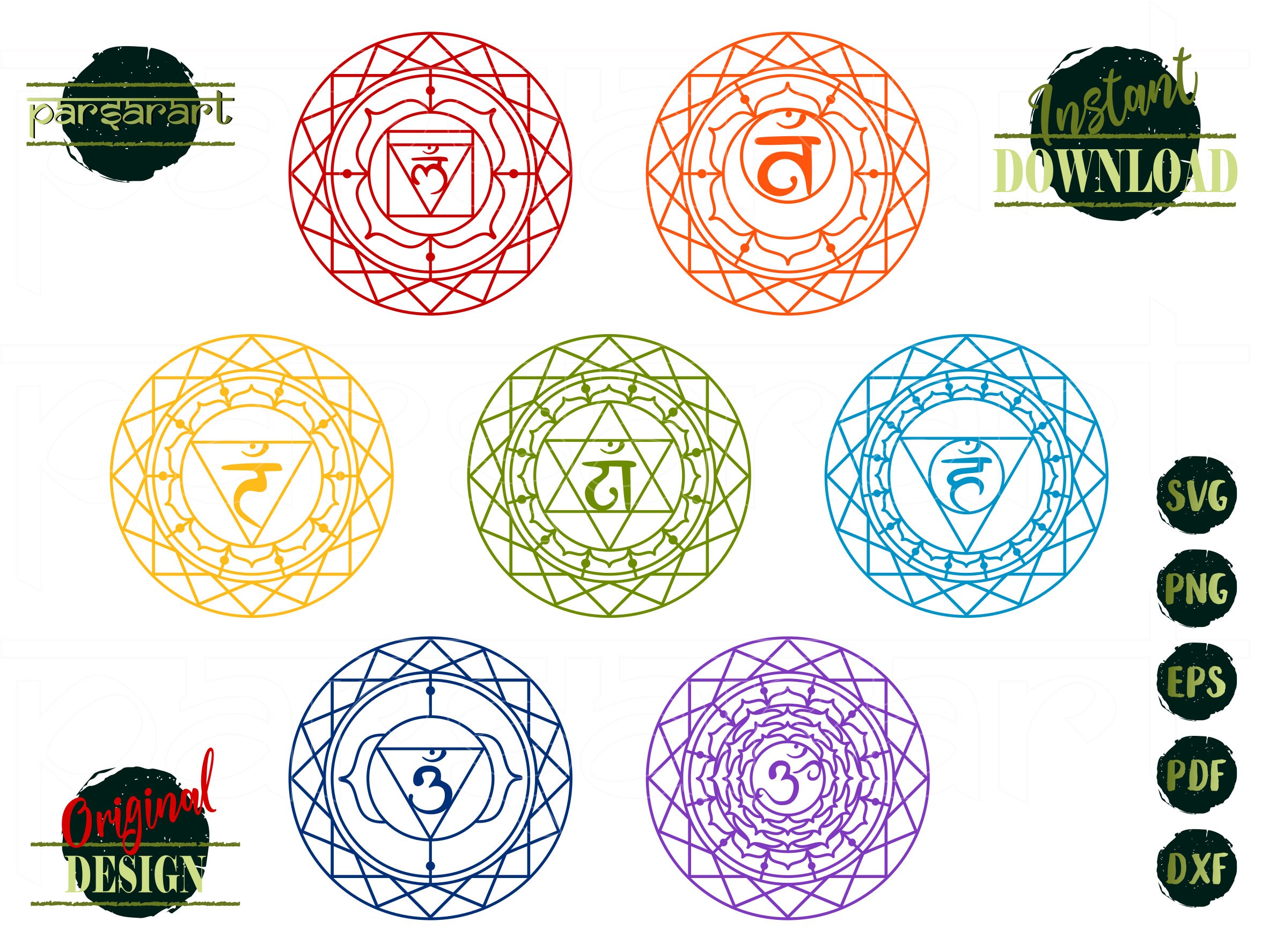 7 Chakras SVG Chakra Symbols SVG Template Namaste Clipart - Etsy