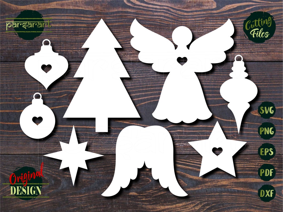 Christmas SVG Bundle, Ornaments SVG Christmas Tree Angel Wing Stars ...