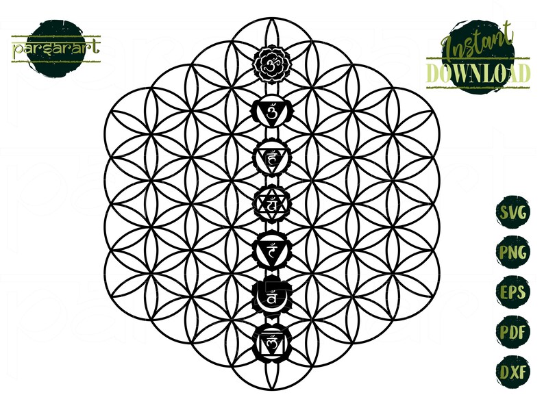 Flower of Life SVG, 7 Chakras SVG, Namaste Clipart Yoga Svg Mandala Svg ...