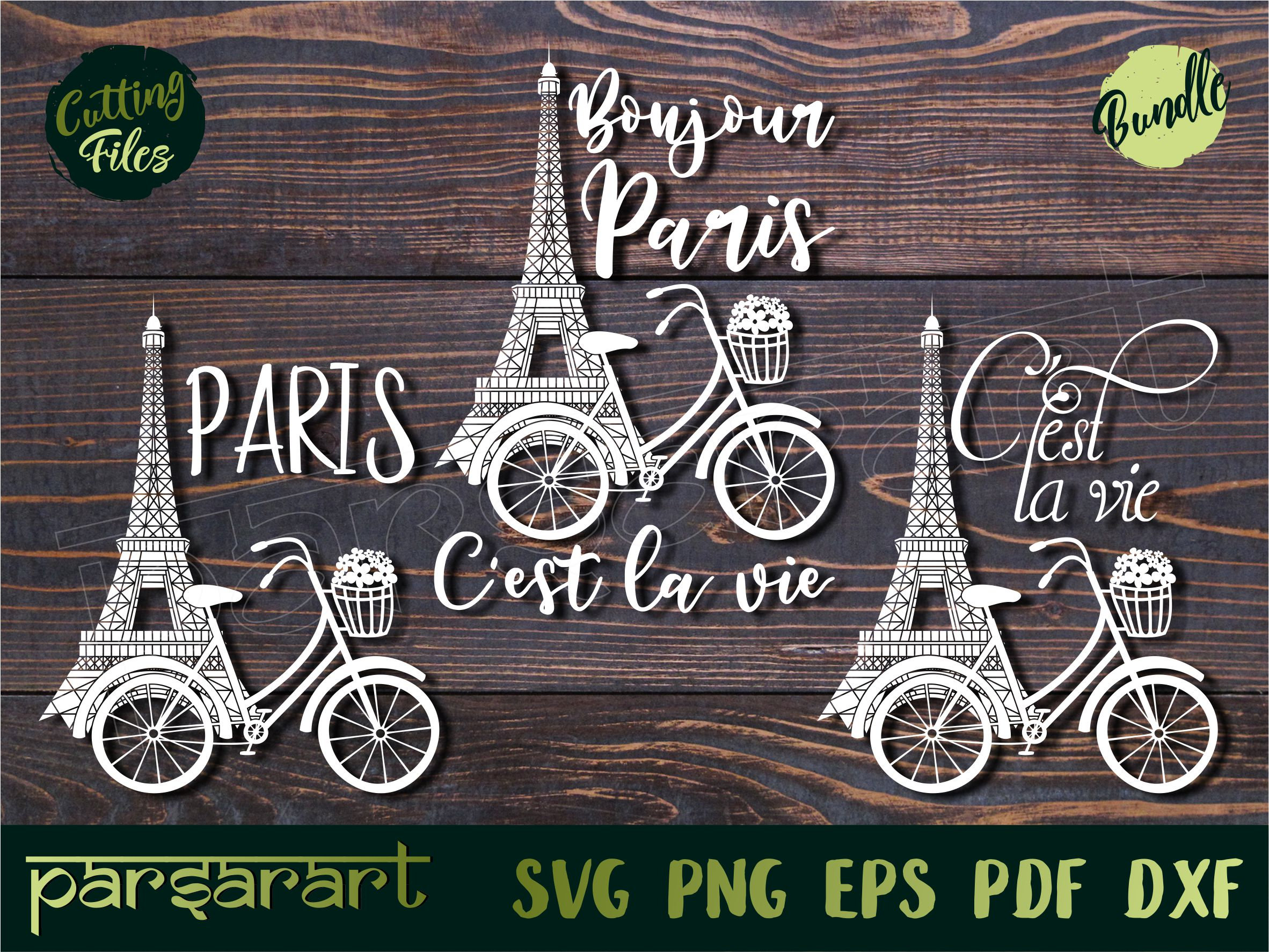 Paris SVG Bundle, Eiffel Tower SVG, Bonjour SVG, Bicycle Svg, C'est La ...