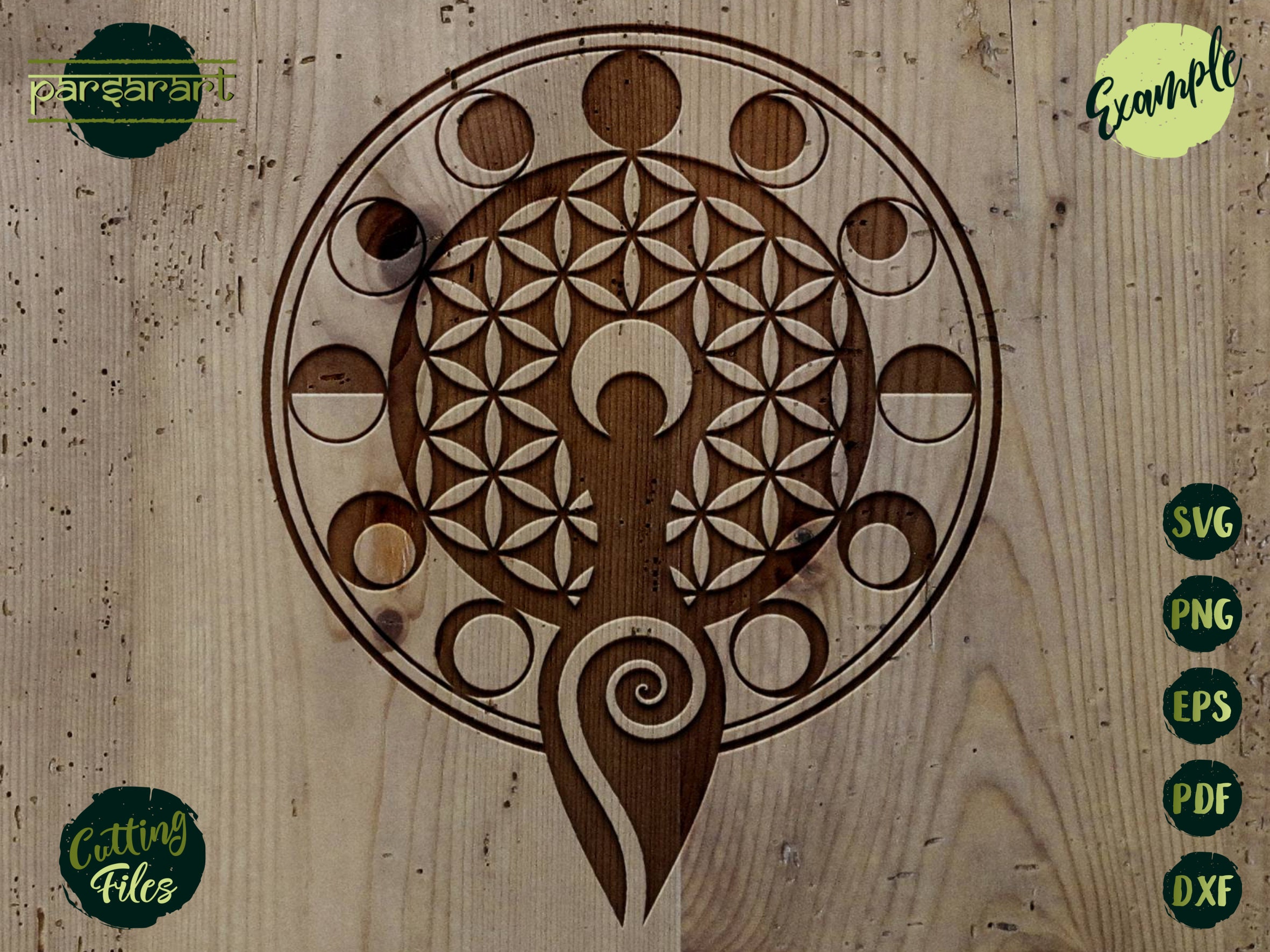 Spiral Goddess SVG Flower of Life SVG Moon Phases SVG Wicca - Etsy UK