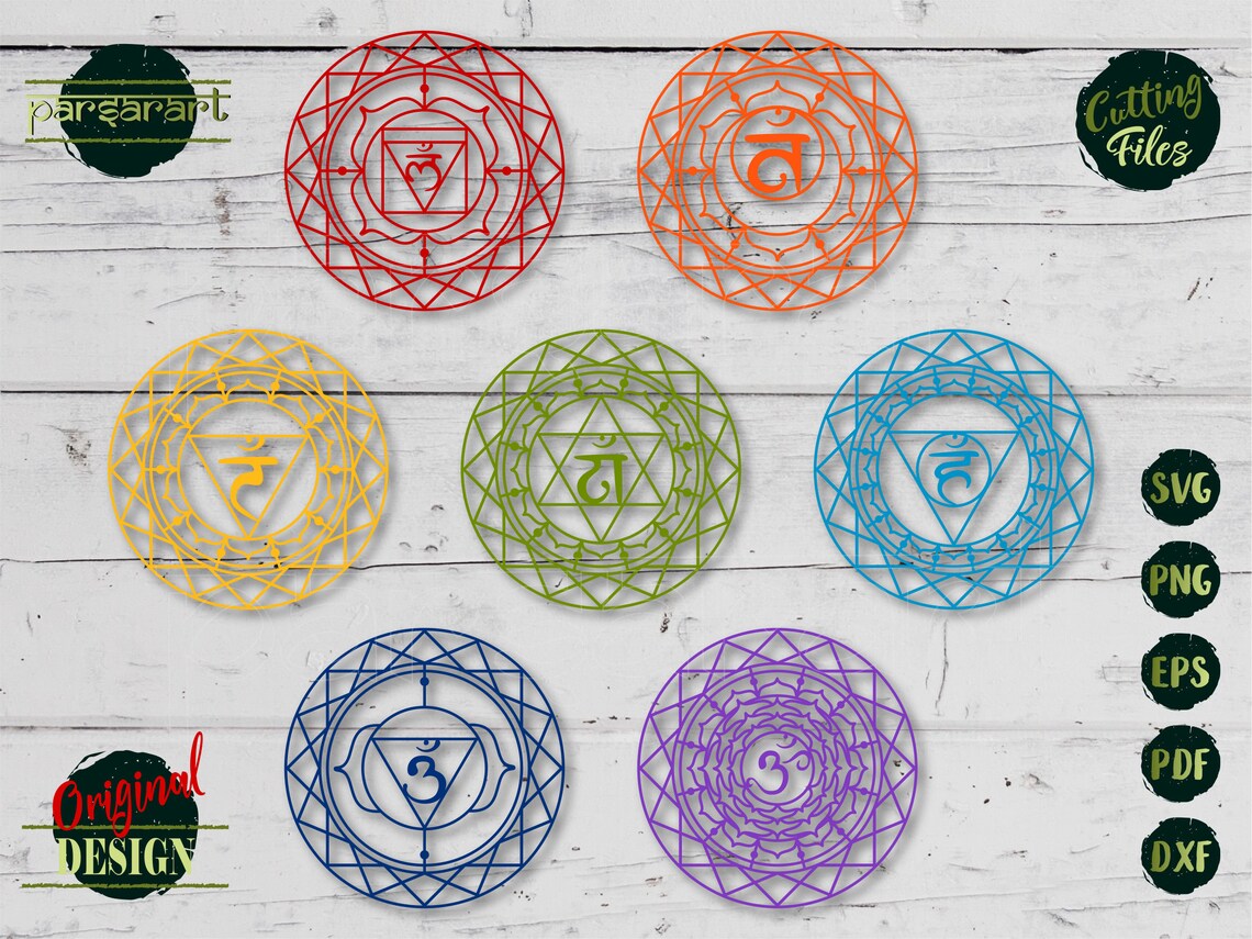 7 Chakras SVG Chakra Symbols SVG Template Namaste Clipart - Etsy