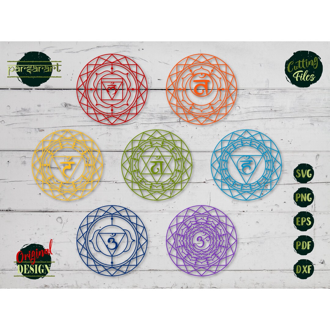 7 Chakras SVG, Chakra Symbols SVG Template, Namaste Clipart, Yoga SVG ...