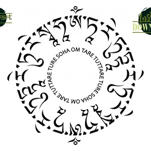 Mantra SVG, Green Tara Mantra SVG, Tibetan Clipart, Yoga SVG, Mandala ...
