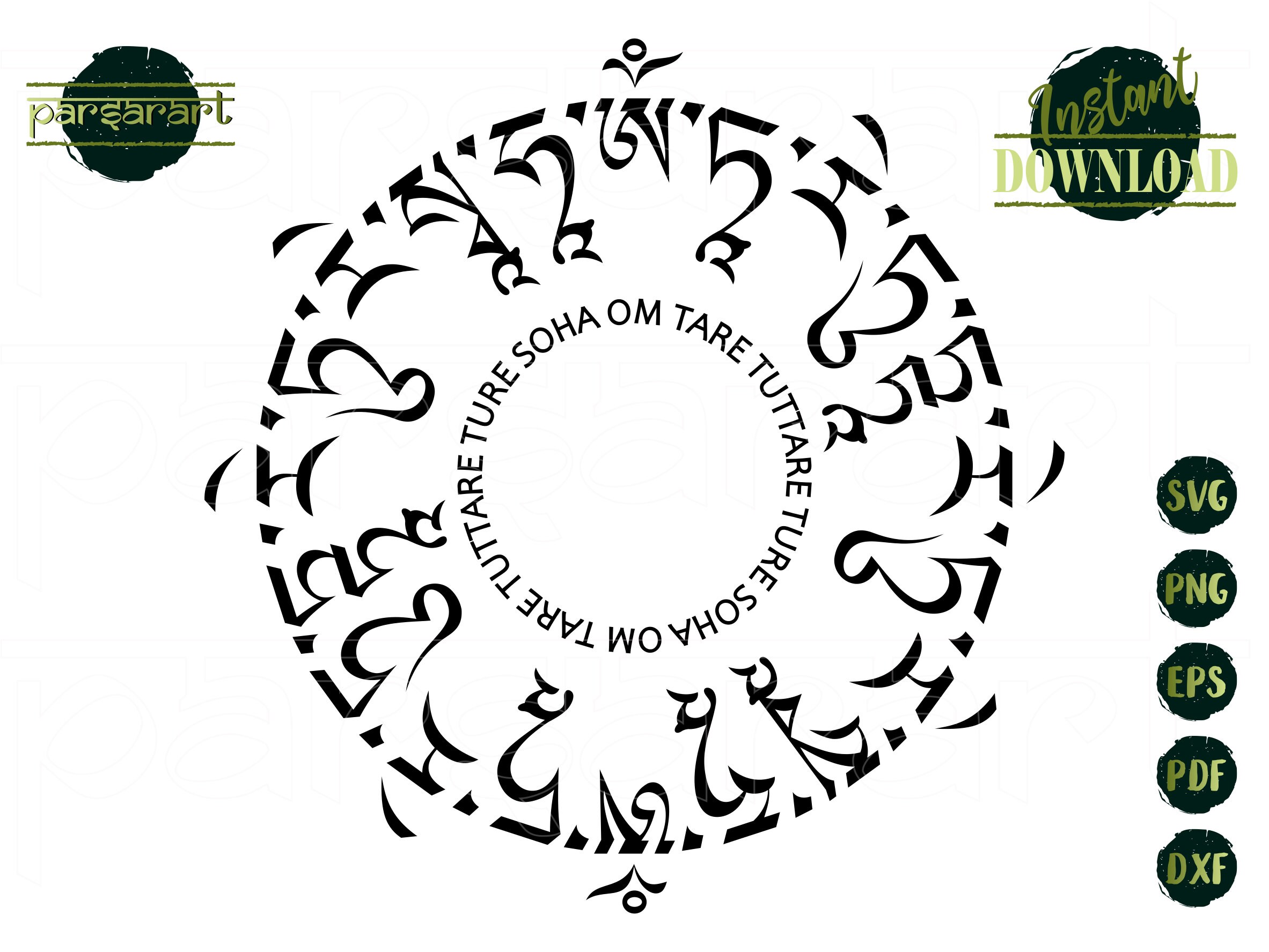 Mantra SVG Green Tara Mantra SVG Tibetan Clipart Yoga SVG - Etsy
