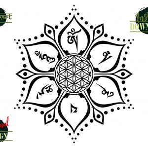 Mantra SVG, Om Mani Mantra SVG Flower of Life Svg Tibetan Clipart Yoga ...