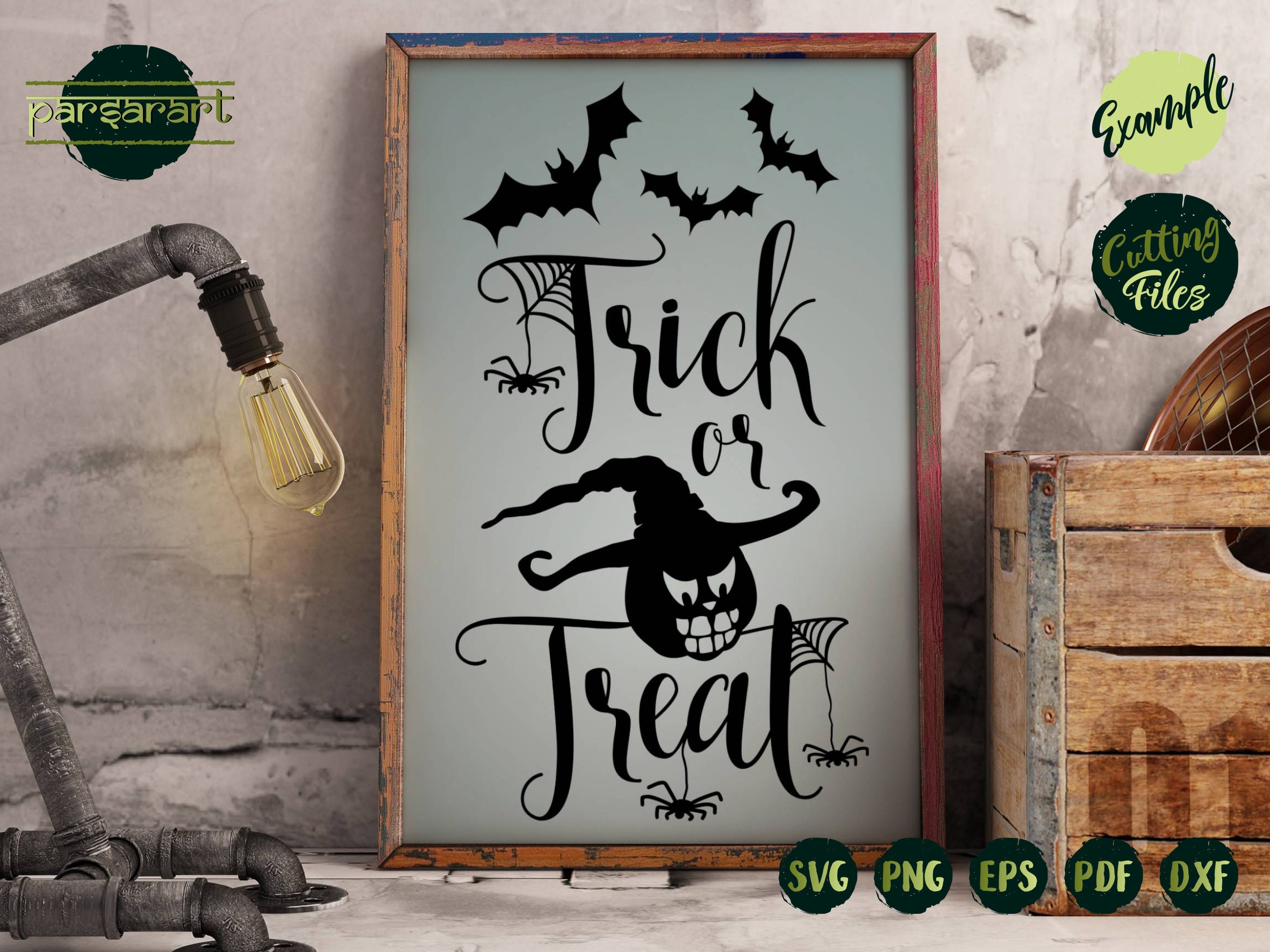 Trick or Treat SVG Halloween SVG Spider Web Clipart Spooky Bat - Etsy