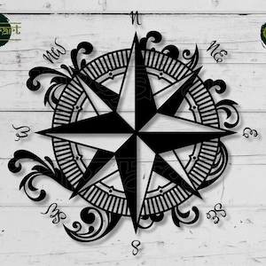 Compass SVG, Nautical Compass SVG, Vintage Compass Clipart, Compass Star SVG, Compass Rose ...