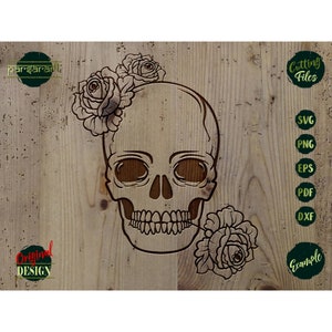 Skull With Roses SVG Skull SVG Human Skeleton Stencil Skull Head Flower ...