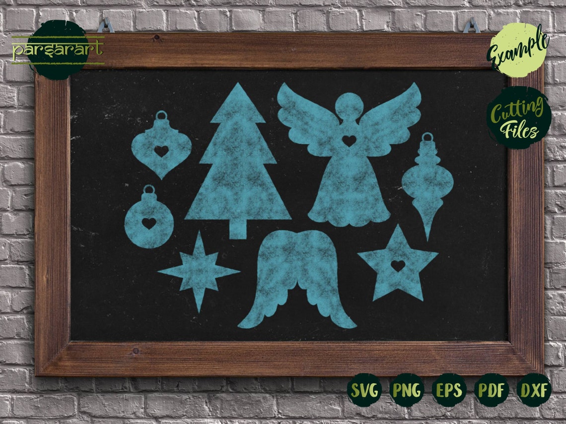 Christmas SVG Bundle, Ornaments SVG Christmas Tree Angel Wing Stars ...
