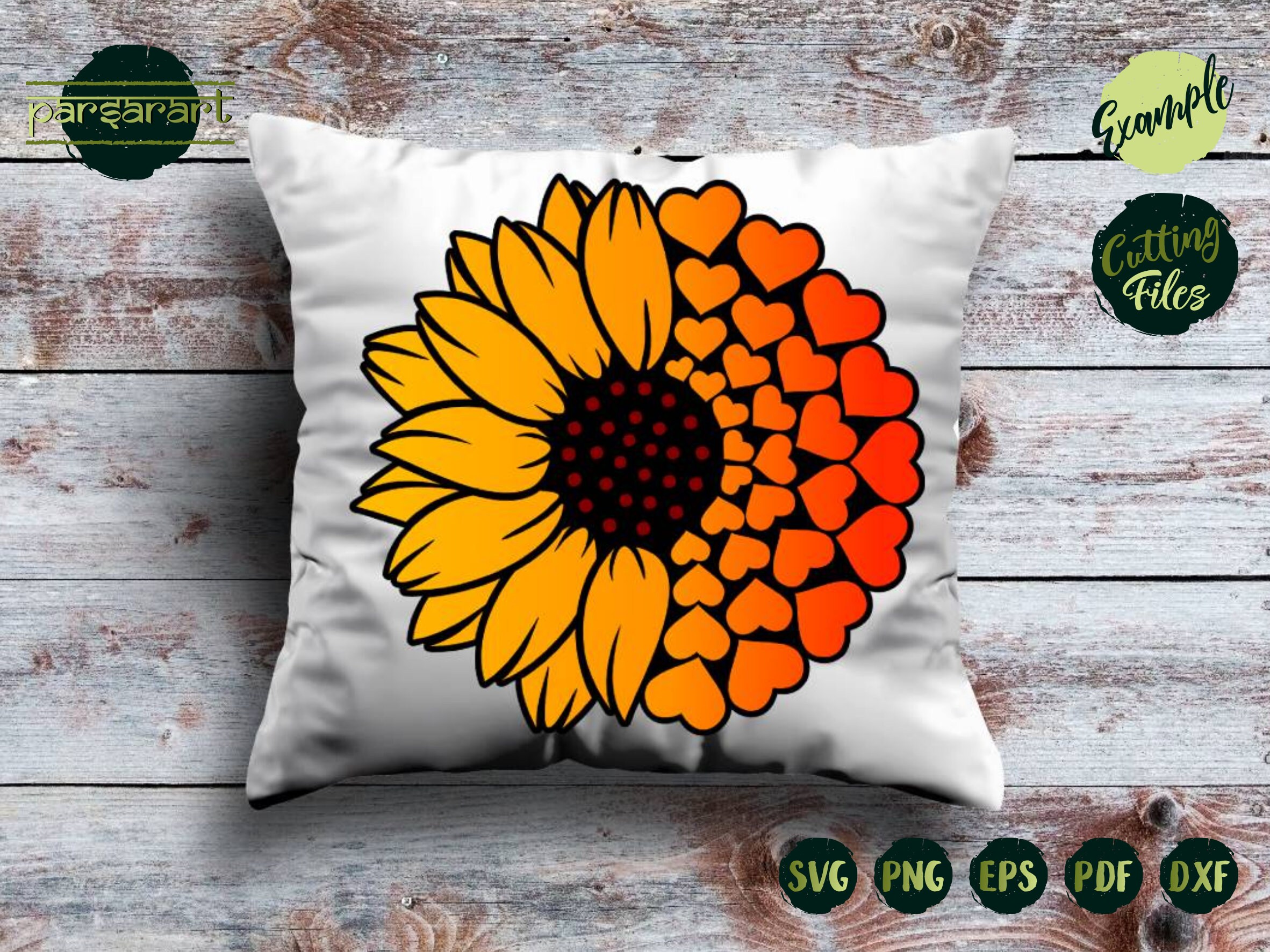 Sunflower Heart SVG Layered Floral SVG Sunflower Clipart - Etsy