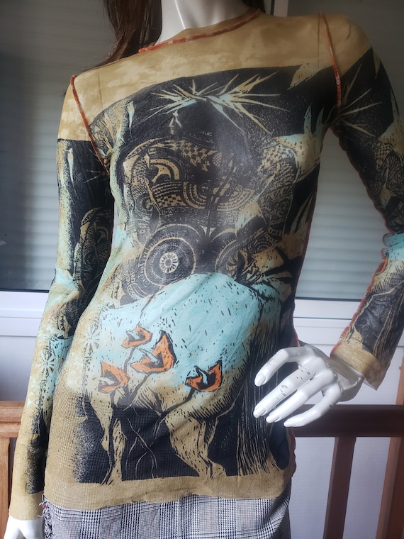 Top Jean Paul Gaultier Mesh Tattoo Vintage Print Size S M - Etsy Top Jean Paul Gaultier Mesh Tattoo Vintage Print Size S M - Etsy