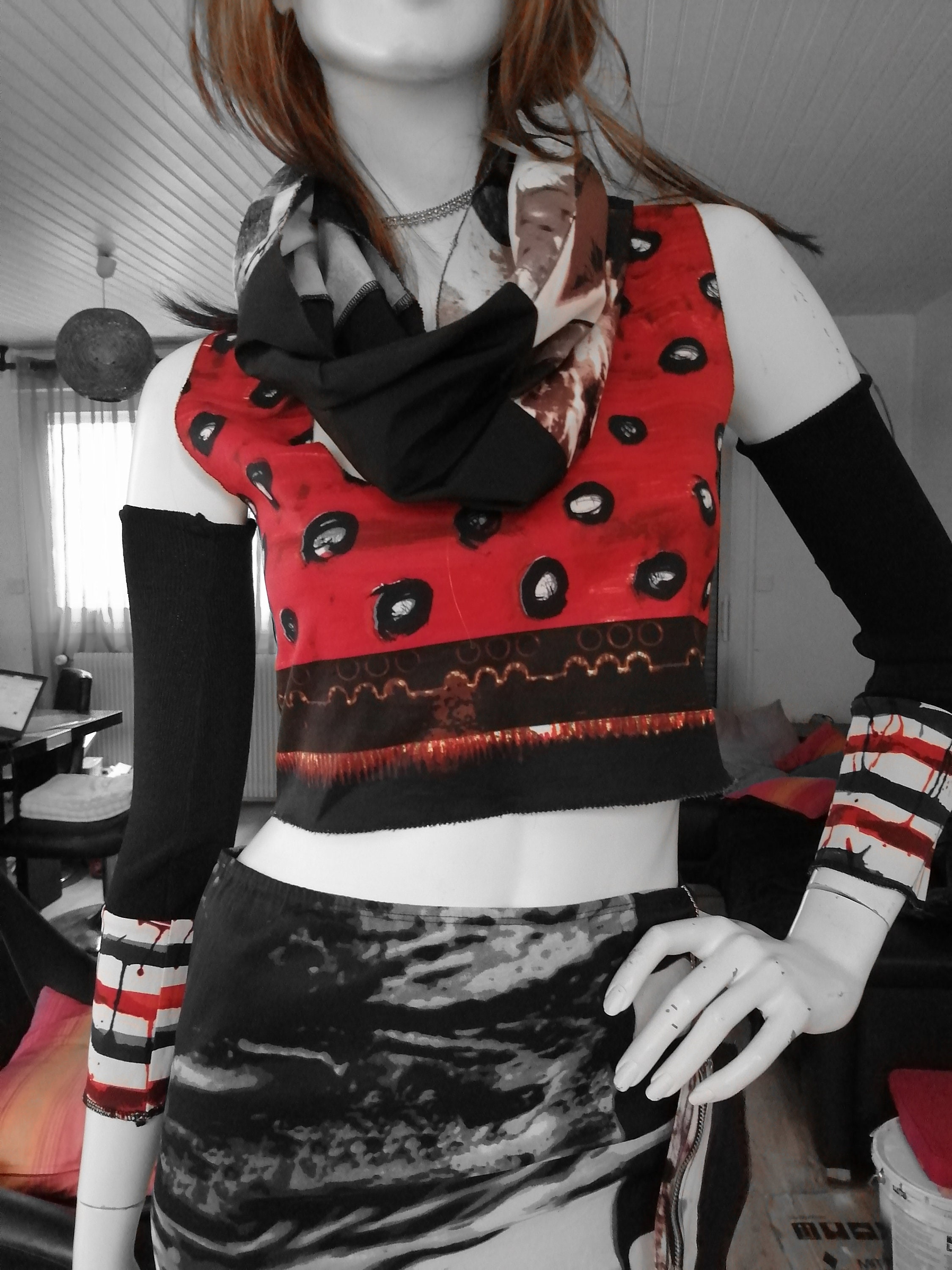 Skirt Top 3 Pieces Jean Paul Gaultier Mesh Print Film Skirt Top 3 Pieces Jean Paul Gaultier Mesh Print Film