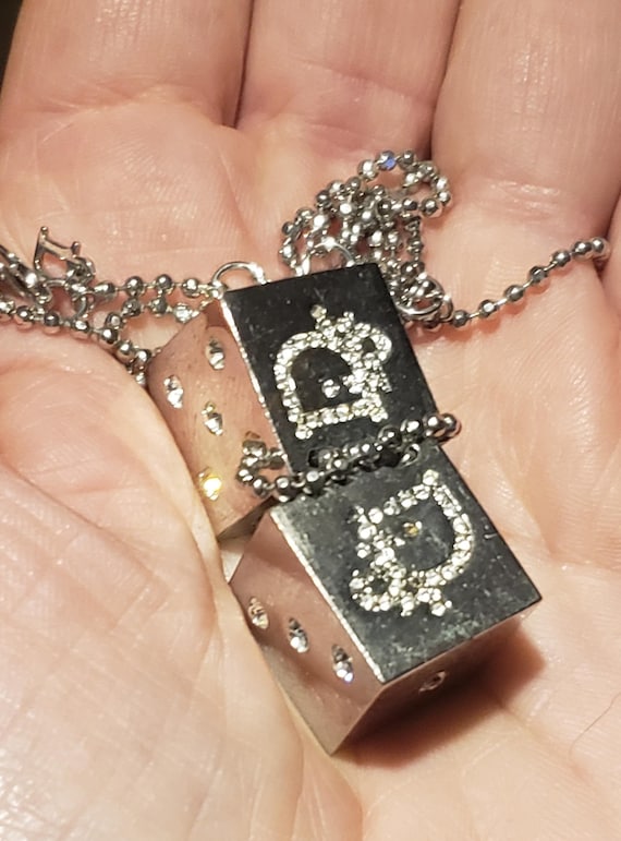 Dior Christian Vintage Silver Rhinestone Dice Pendant Necklace Etsy Australia