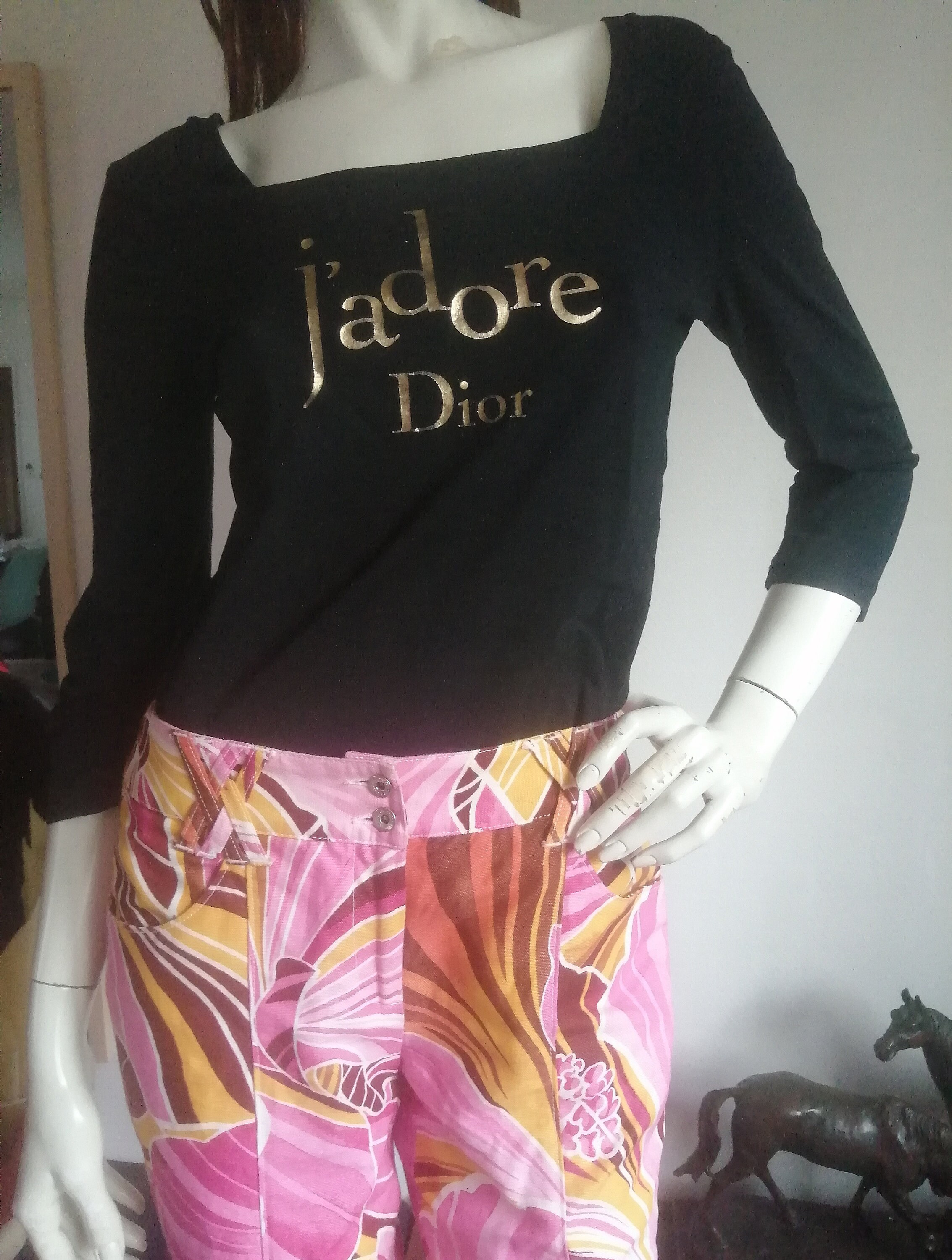 Vintage J'adore Dior (galliano) Christian Black T-shirt Top Vintage J'adore Dior (galliano) Christian Black T-shirt Top