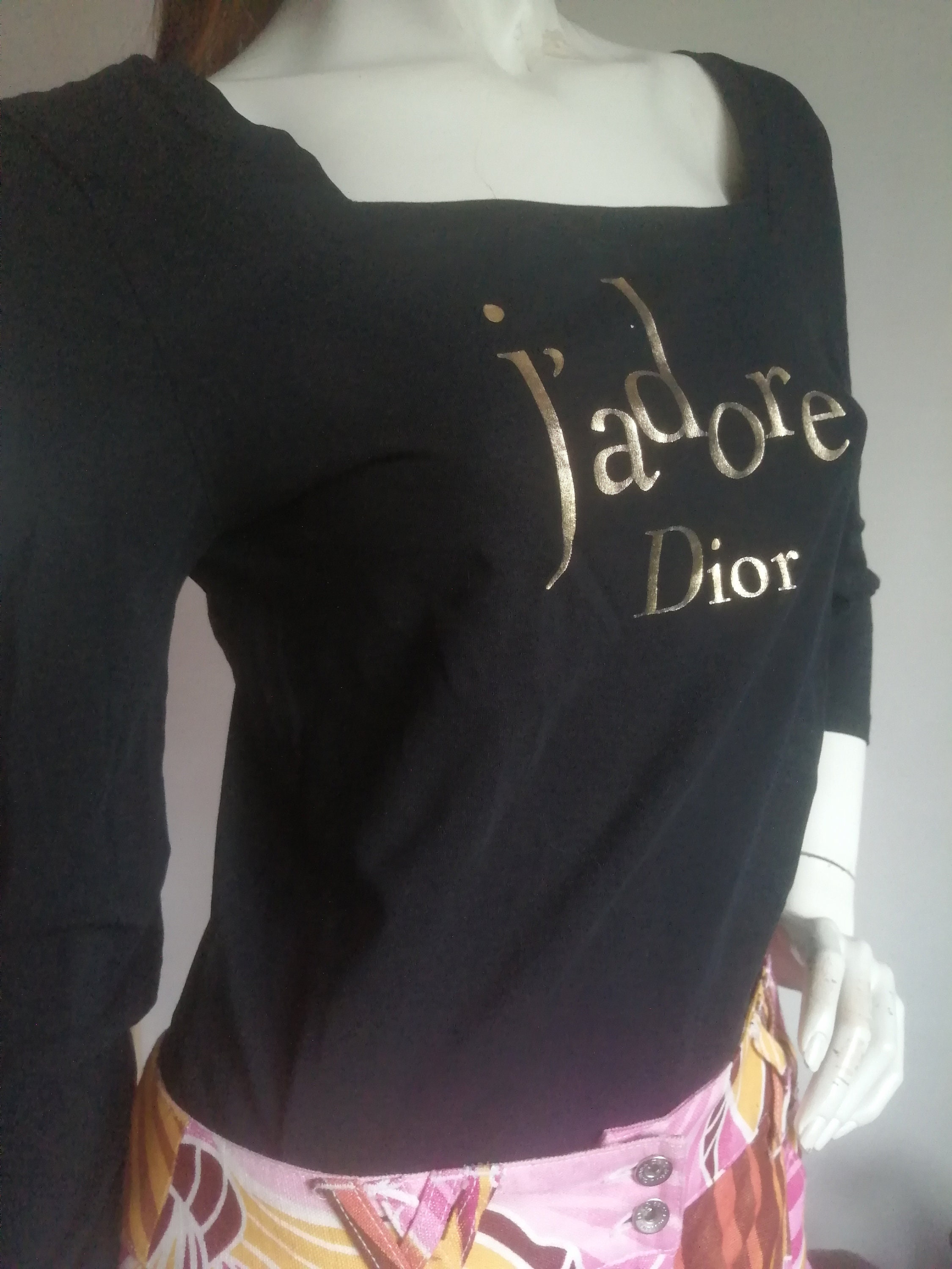 Vintage J'adore Dior (galliano) Christian Black T-shirt Top Vintage J'adore Dior (galliano) Christian Black T-shirt Top