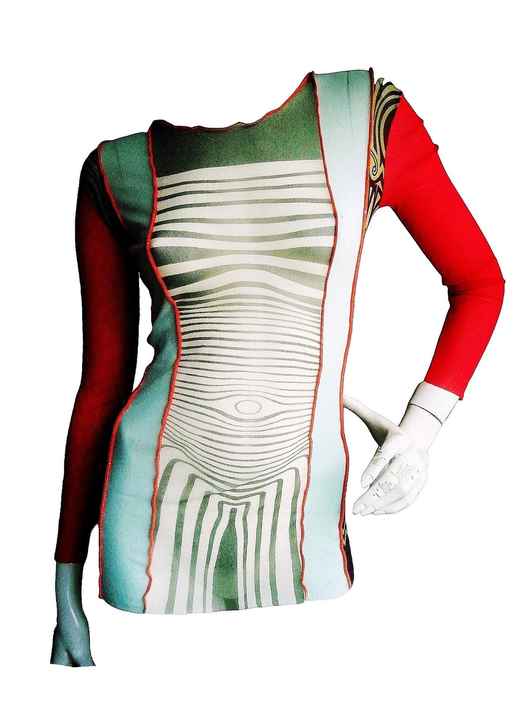 Top Jean Paul Gaultier Mixed T-shirt Cyber Mesh Tatoo Printed - Etsy