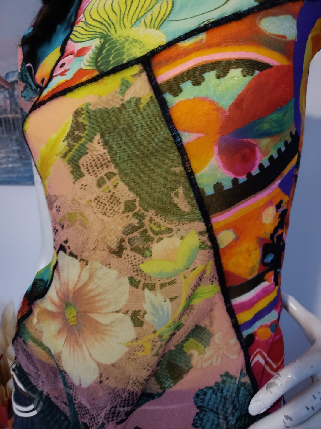 Kenzo Jean's Vintage T-shirt Top With Asia Carp Print, Mesh Size S - Etsy