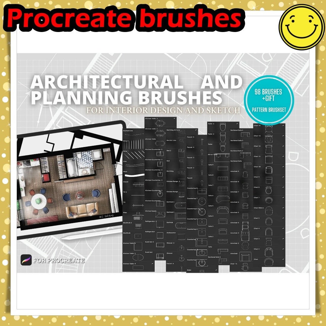 98 Architectural Brushes for Procreate, Sketch Interior Design Floor ...