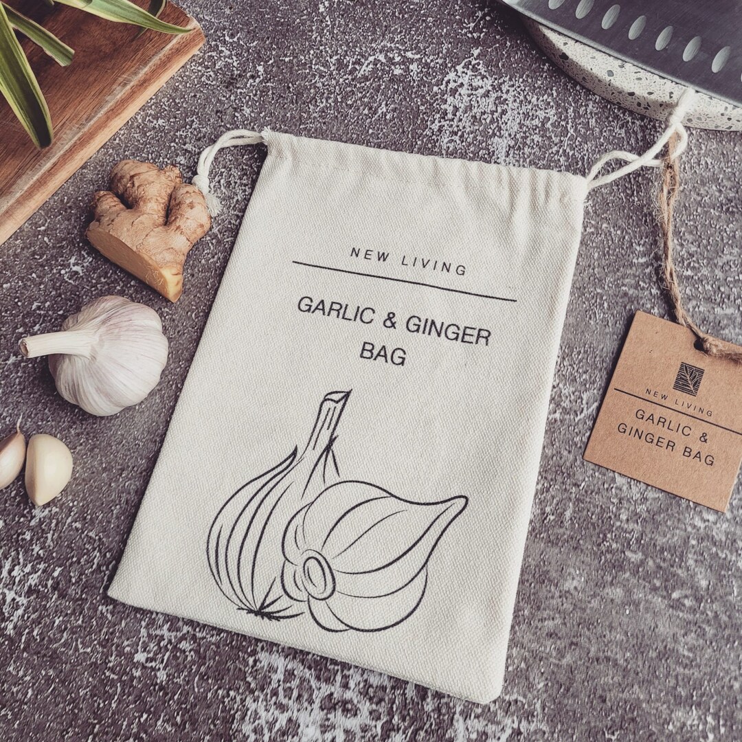 Garlic and Ginger Bag, Organic Linen Cotton Material, Eco Product by ...