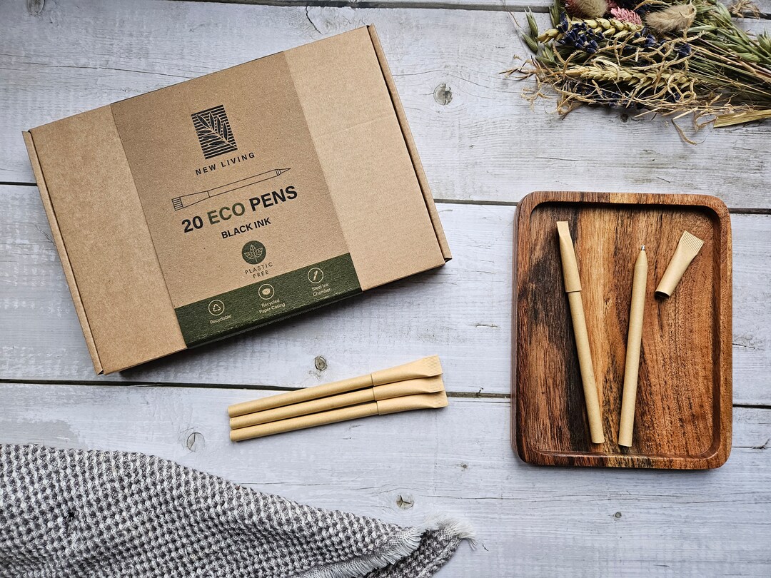 Eco Pens - 100% Plastic Free Biros - Black Ink - Kraft Paper and ...