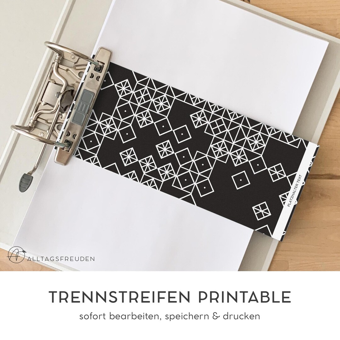 Divider Strip Printable File Divider Printable Pattern: Squares Black ...