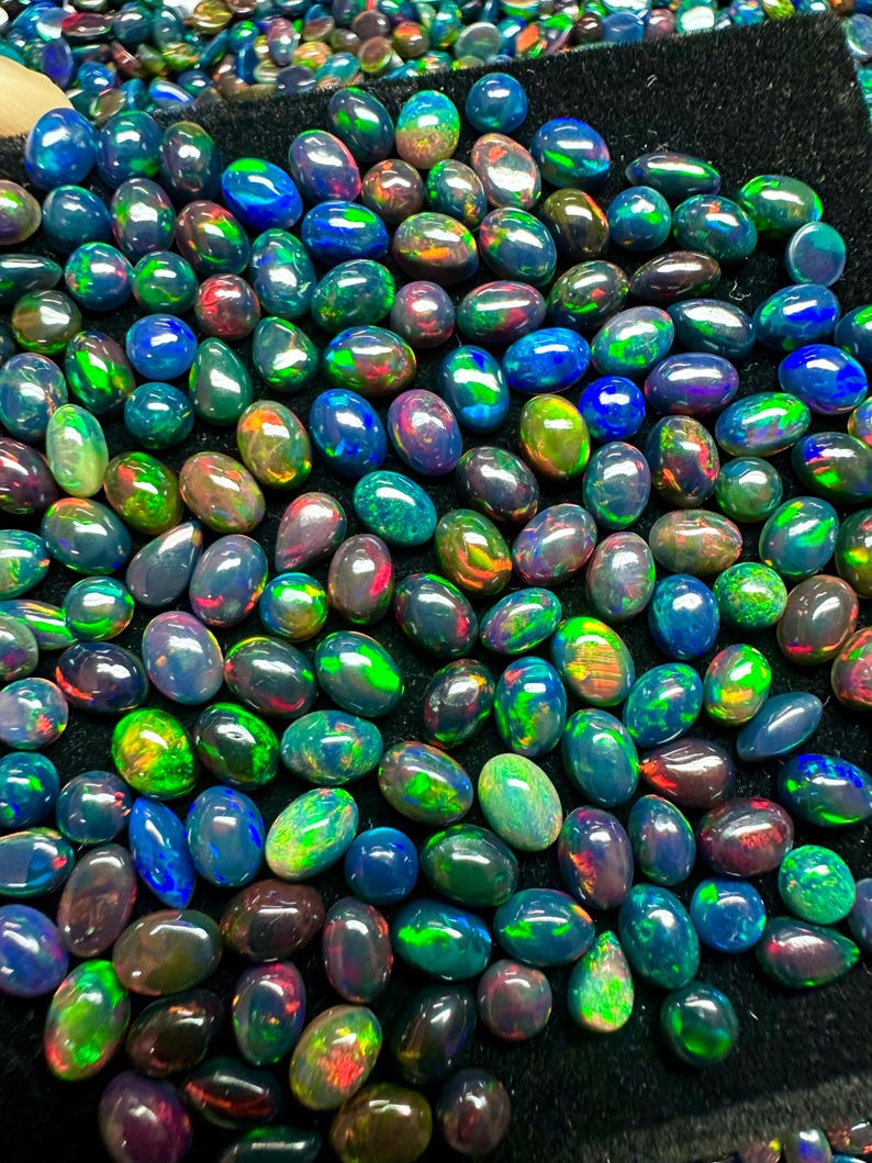 Ethiopian Black Opal Multi Fire Mix Size Oval Shape Calibrated Opal ...