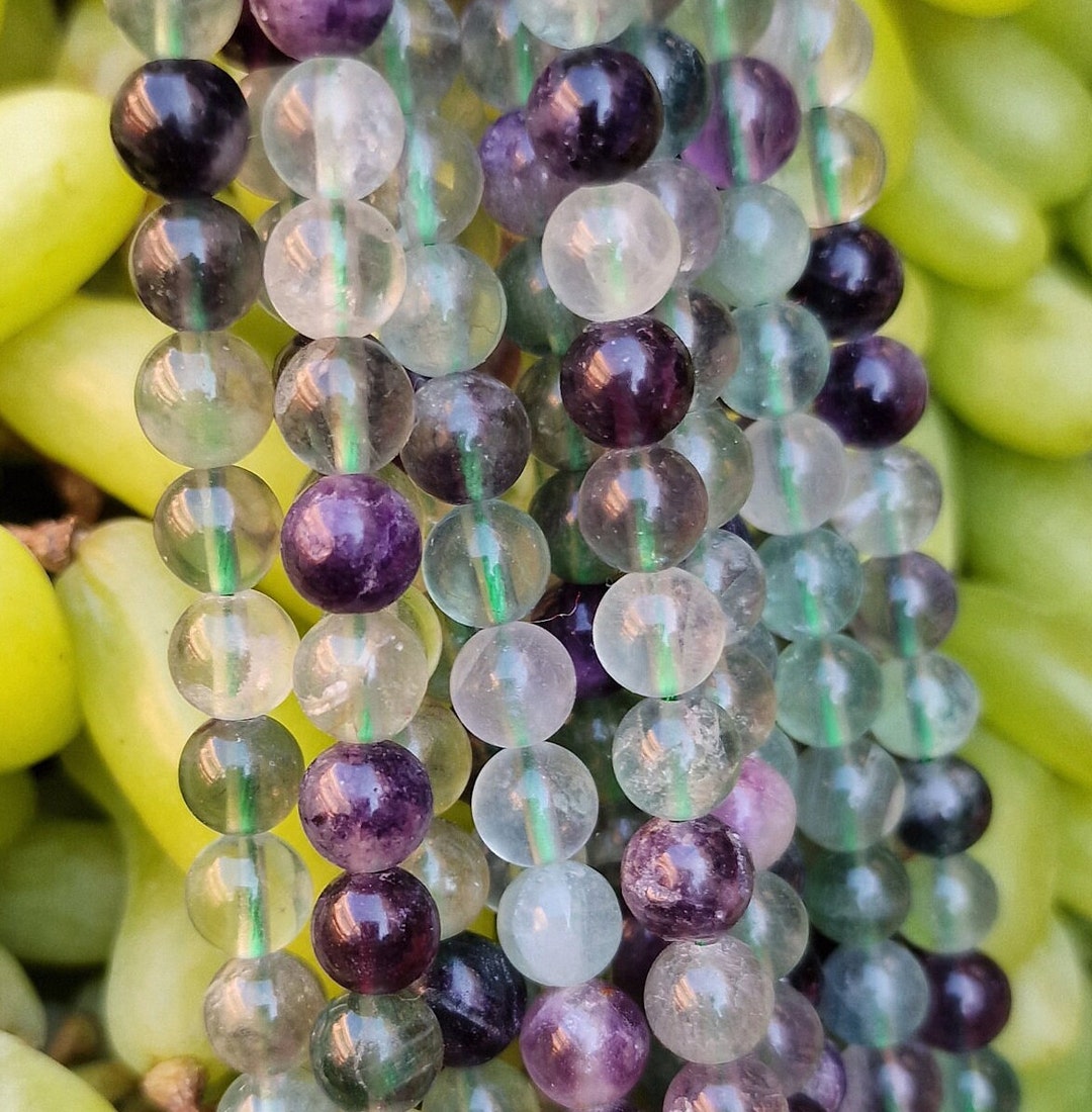 Multi Fluorite Beads Round Gemstone Size Select From Variation Strand ...
