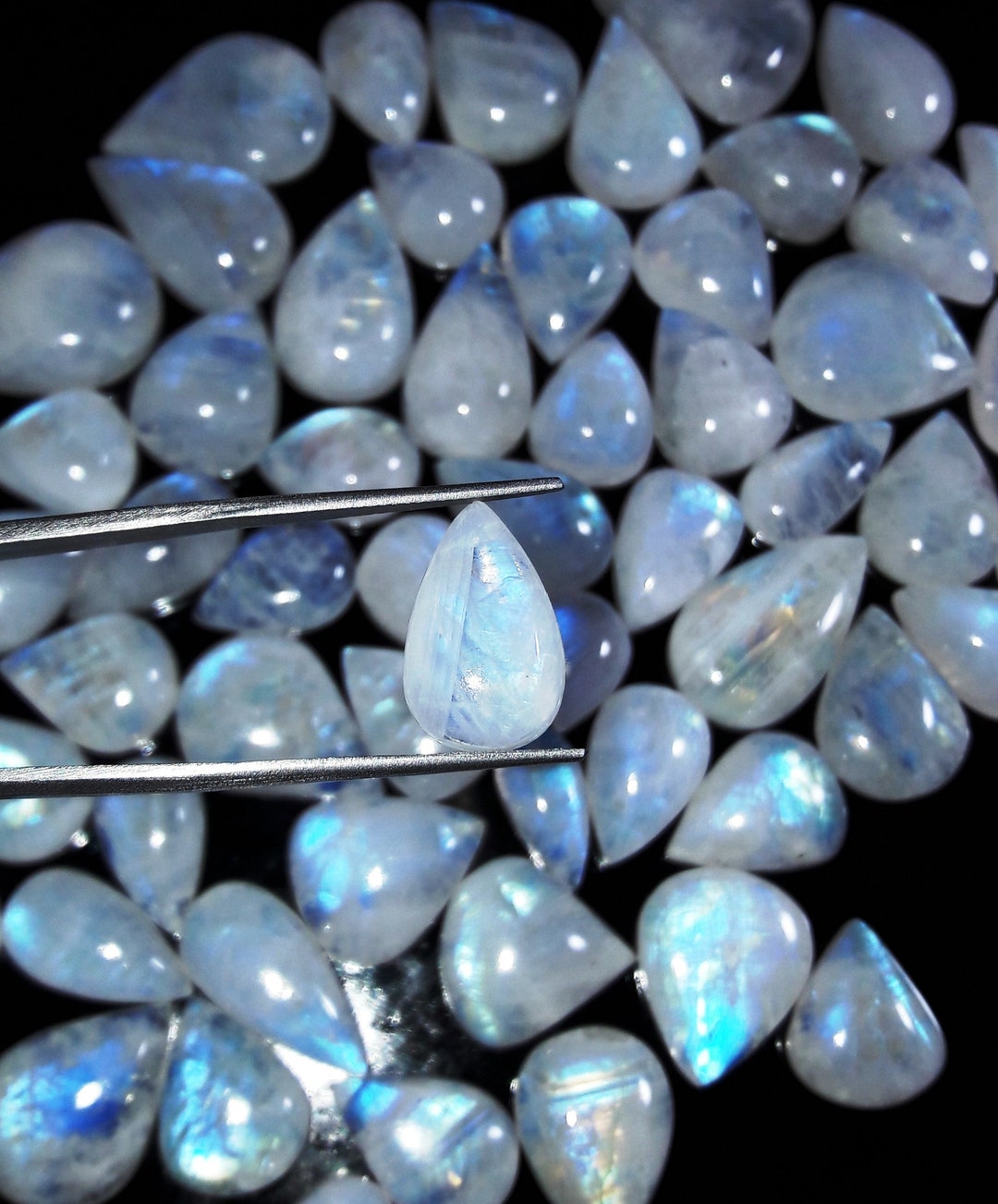 AAA+++ Rainbow Moonstone Lot Pear Shape Blue Flashy Calibrated Size All ...