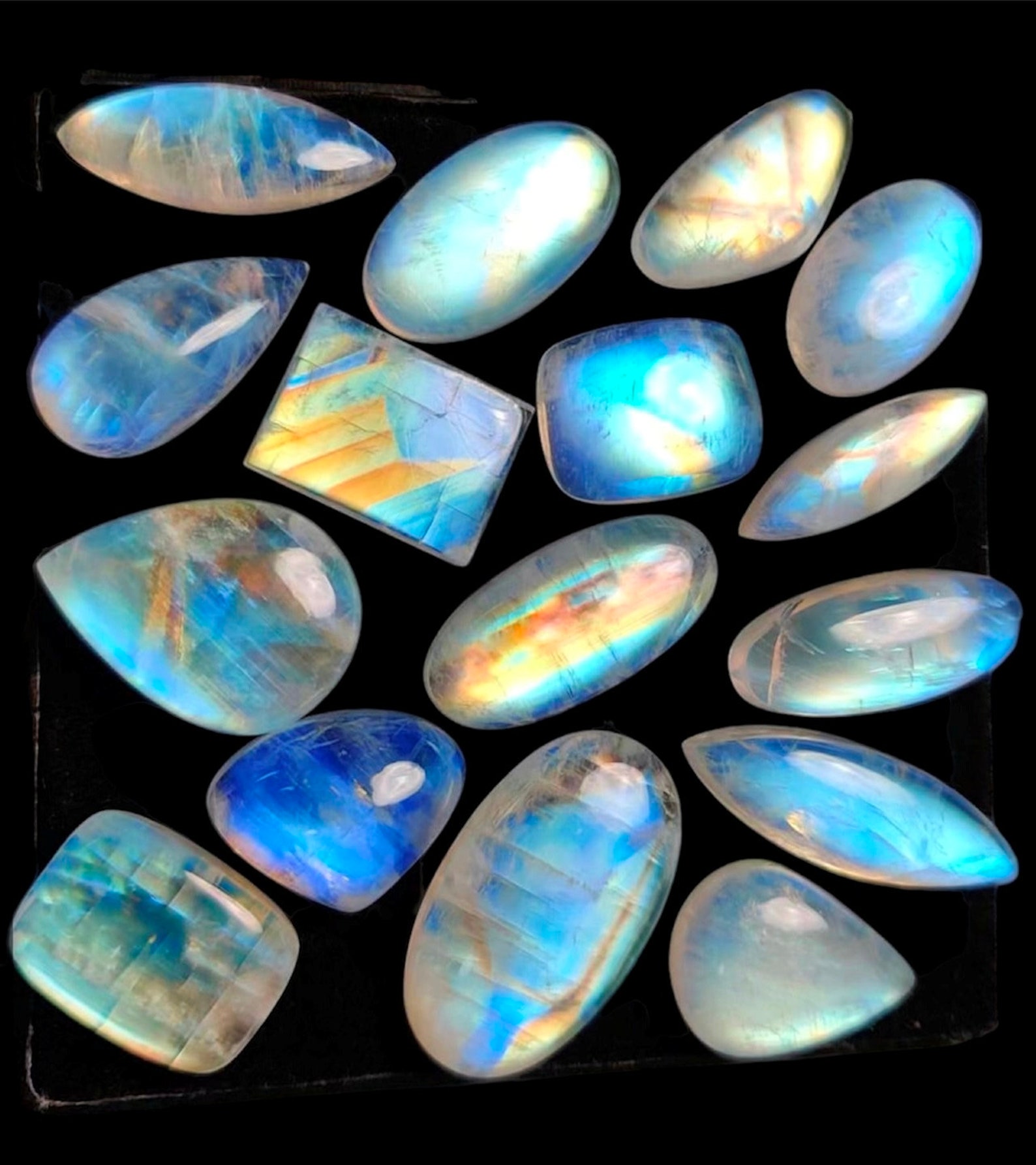 Natural Moonstone Mix Shape Lot Top AAA Quality 100% Natural Rainbow ...