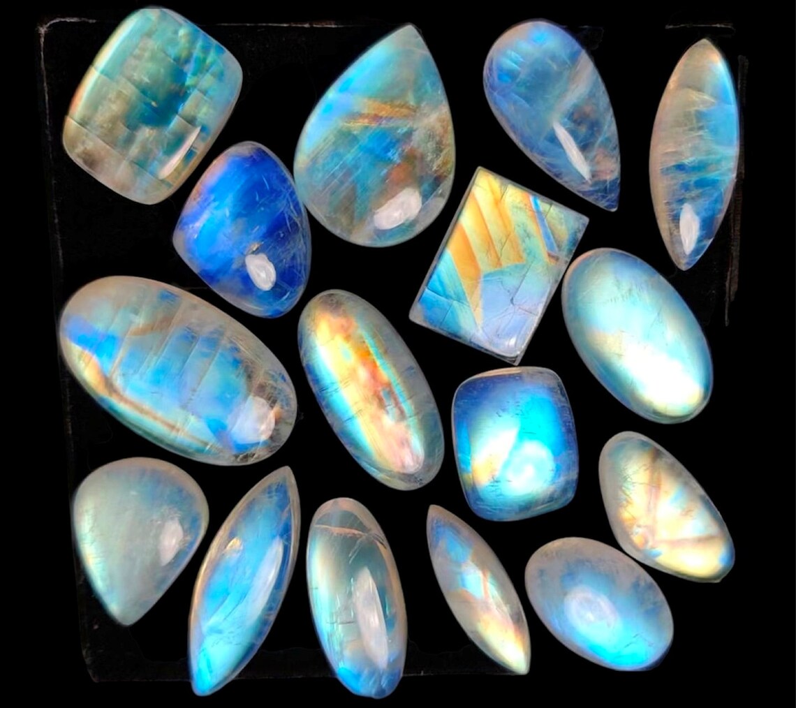 Natural Moonstone Mix Shape Lot Top AAA Quality 100% Natural Rainbow ...
