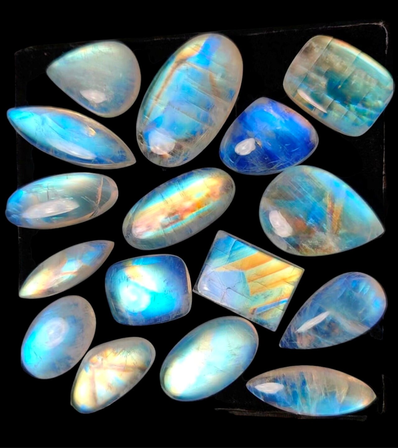 Natural Moonstone Mix Shape Lot Top AAA Quality 100% Natural Rainbow ...