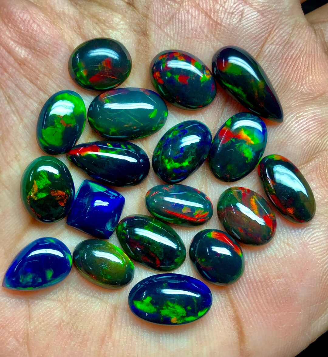 Black Opal Lot, Opal Cabochon Opal Rare Black Ethiopian Opal Cabochon ...
