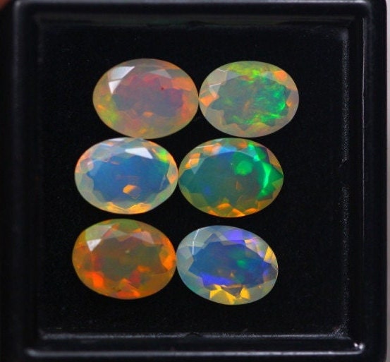 Natural Ethiopian Faceted Opal Fire Cut Gemstone, Opal Wholesale 6 ...