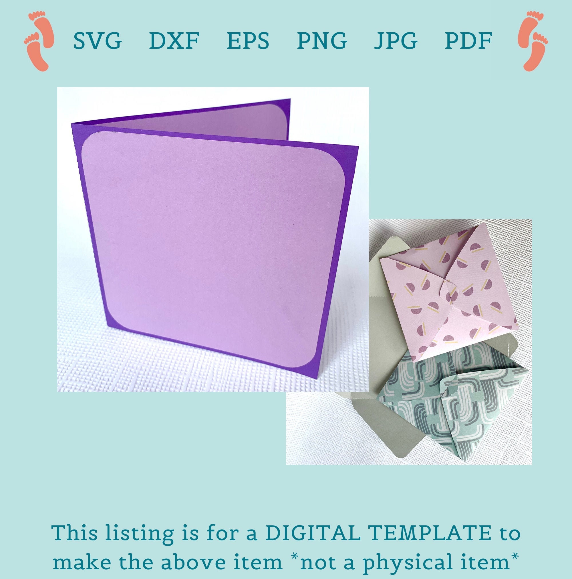 Digital Blank Square Card SVG Complete With Envelope (4.75x4.75 ...