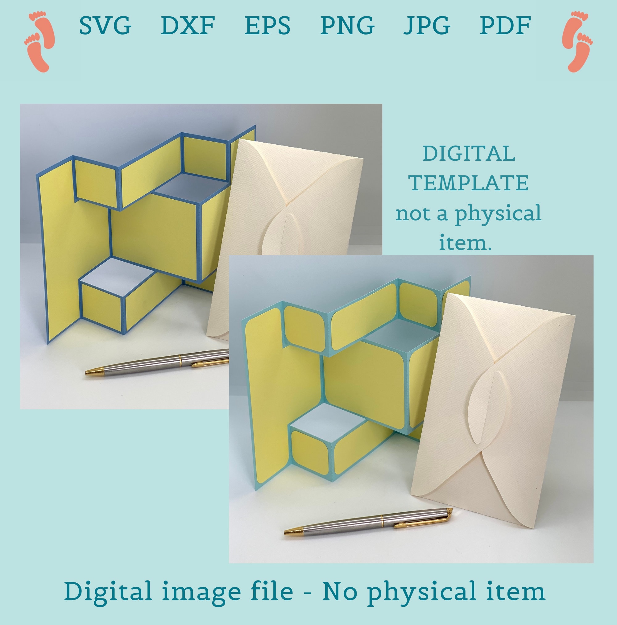 Greeting Card Digital Template Tri-fold Shutter SVG 3.6 X 6 - Etsy