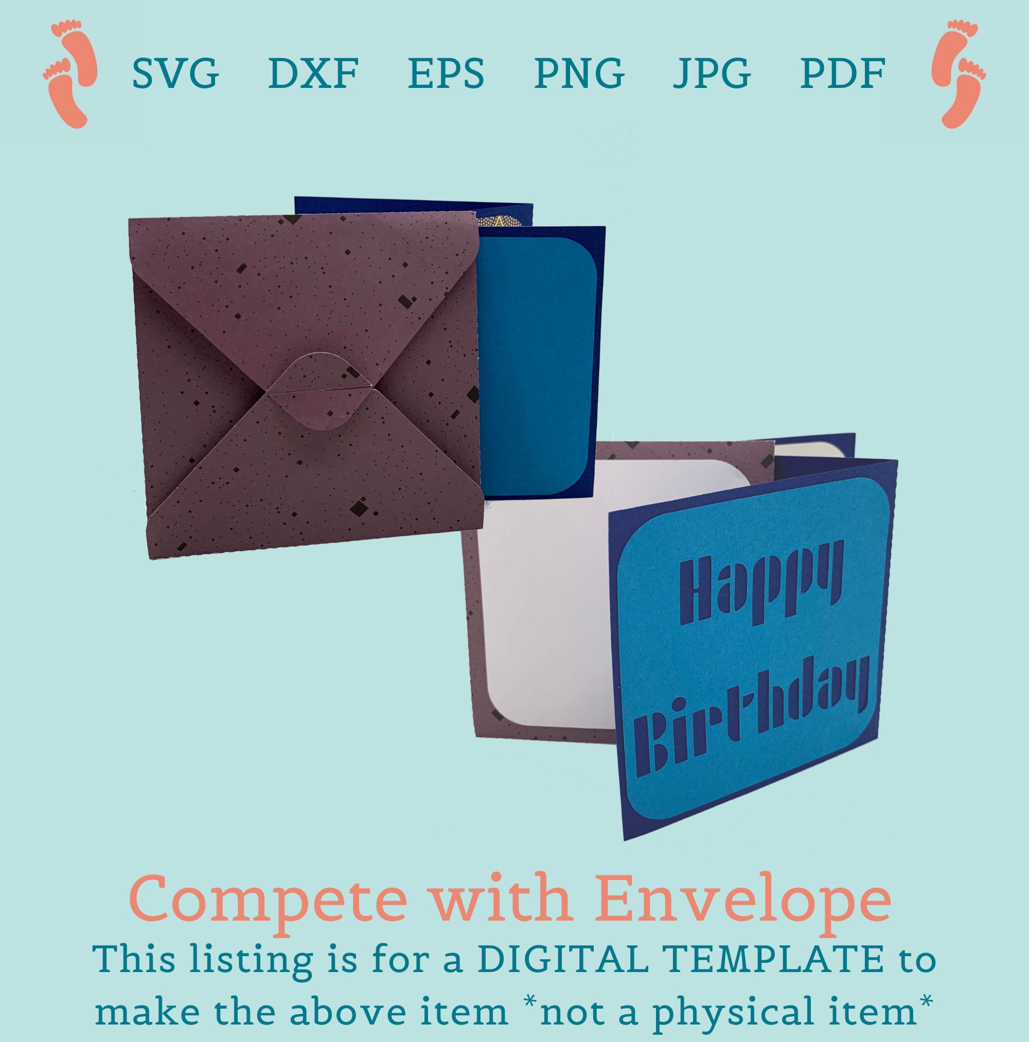 Square Fold Card SVG Template – Birthday & Blank Panels (digital ...